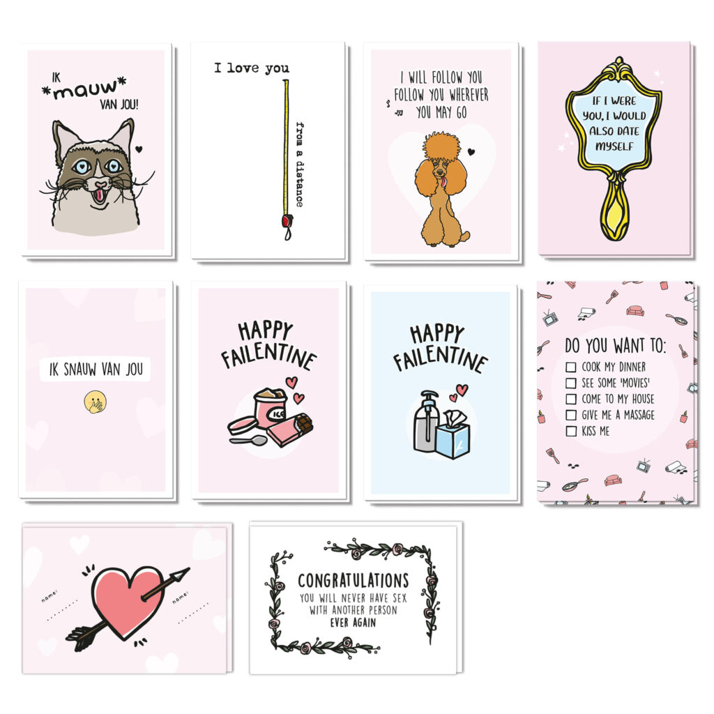 Valentijnskaarten | 10 x Grappig | Liefs Jansje | Kerstkaarten set